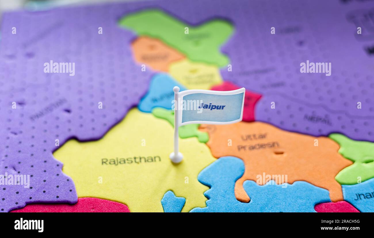 Selective focus on Jaipur - the capital city of Rajasthan on an Indian ...