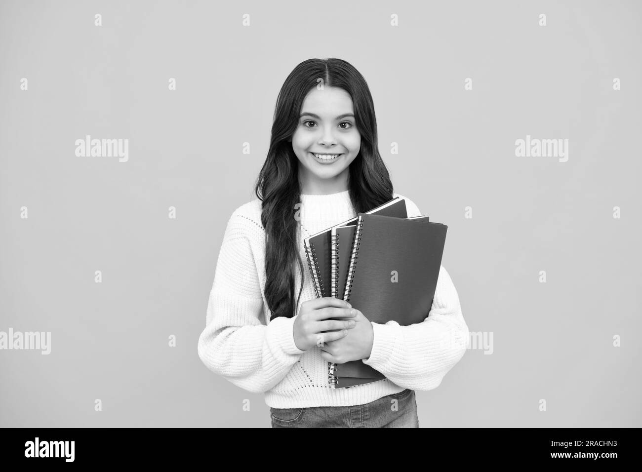 Teenage school girl with books. Schoolgirl student. Happy face ...