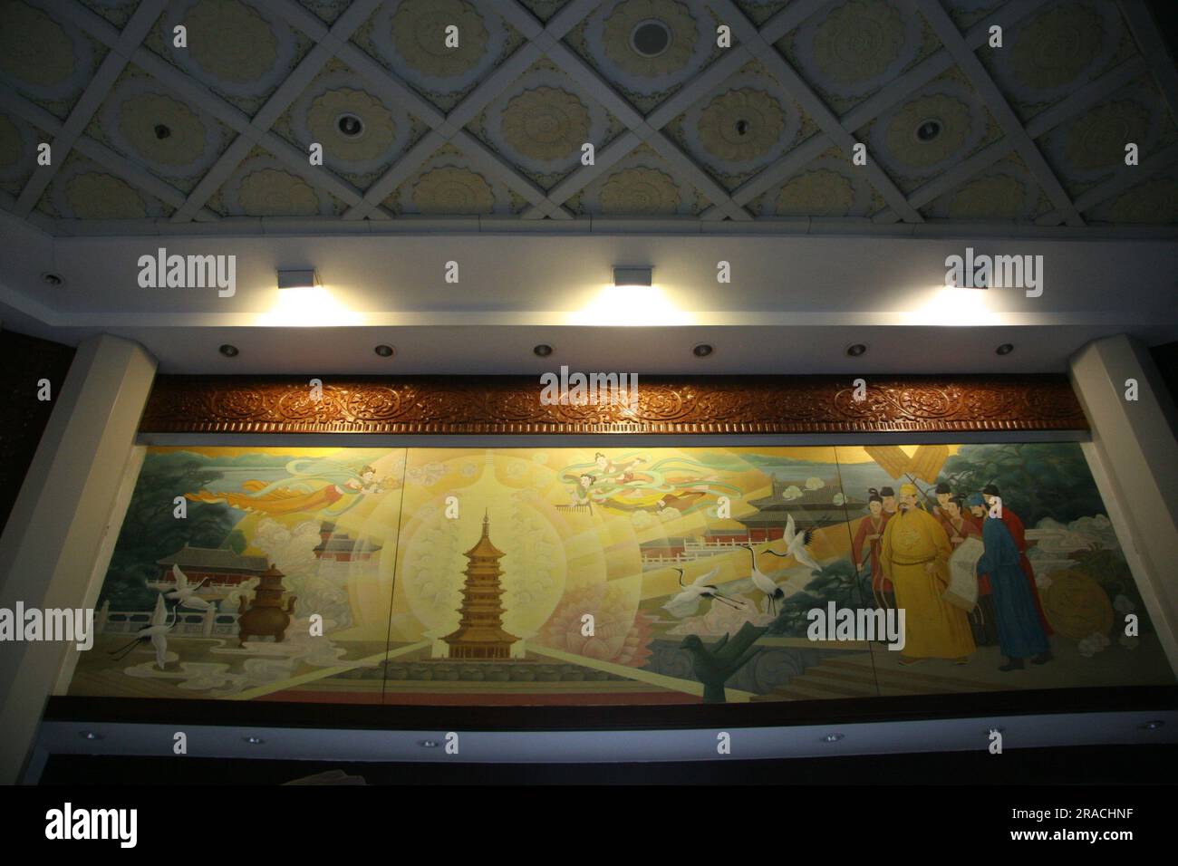 Historical Murals on wall of Leifang Pagoda in Hangzhou China Stock ...