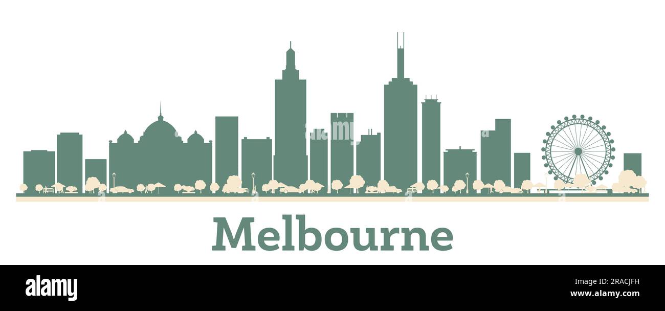 Abstract Melbourne Australia City Skyline with Color Buildings. Vector ...