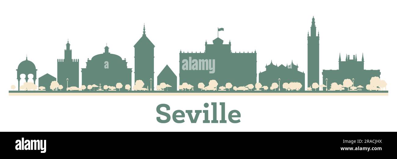 Abstract Seville Spain City Skyline with Color Buildings. Vector ...