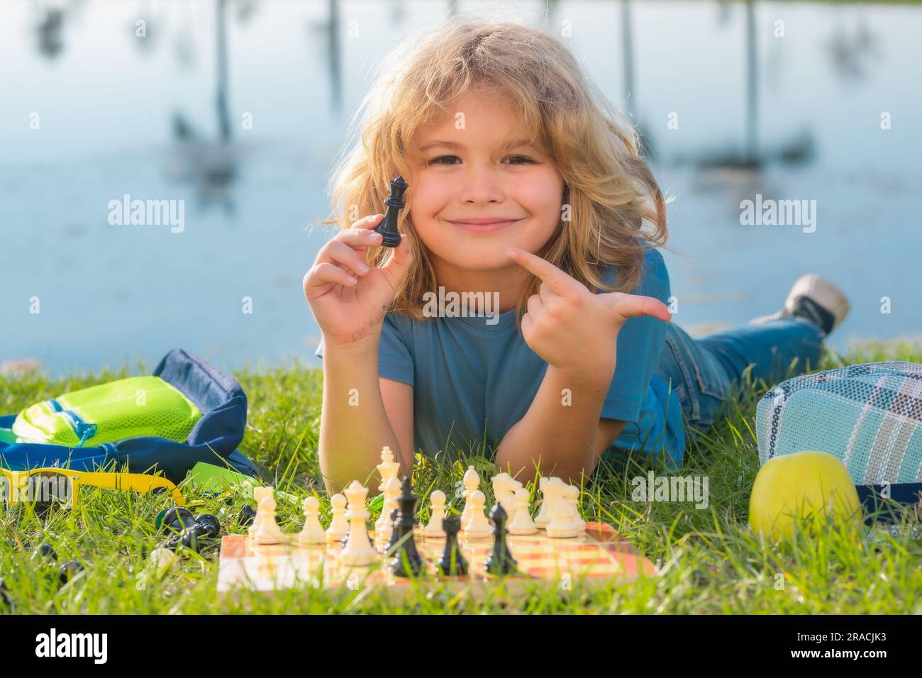 Chess game for children. Kid playing chess. Games and activities for ...