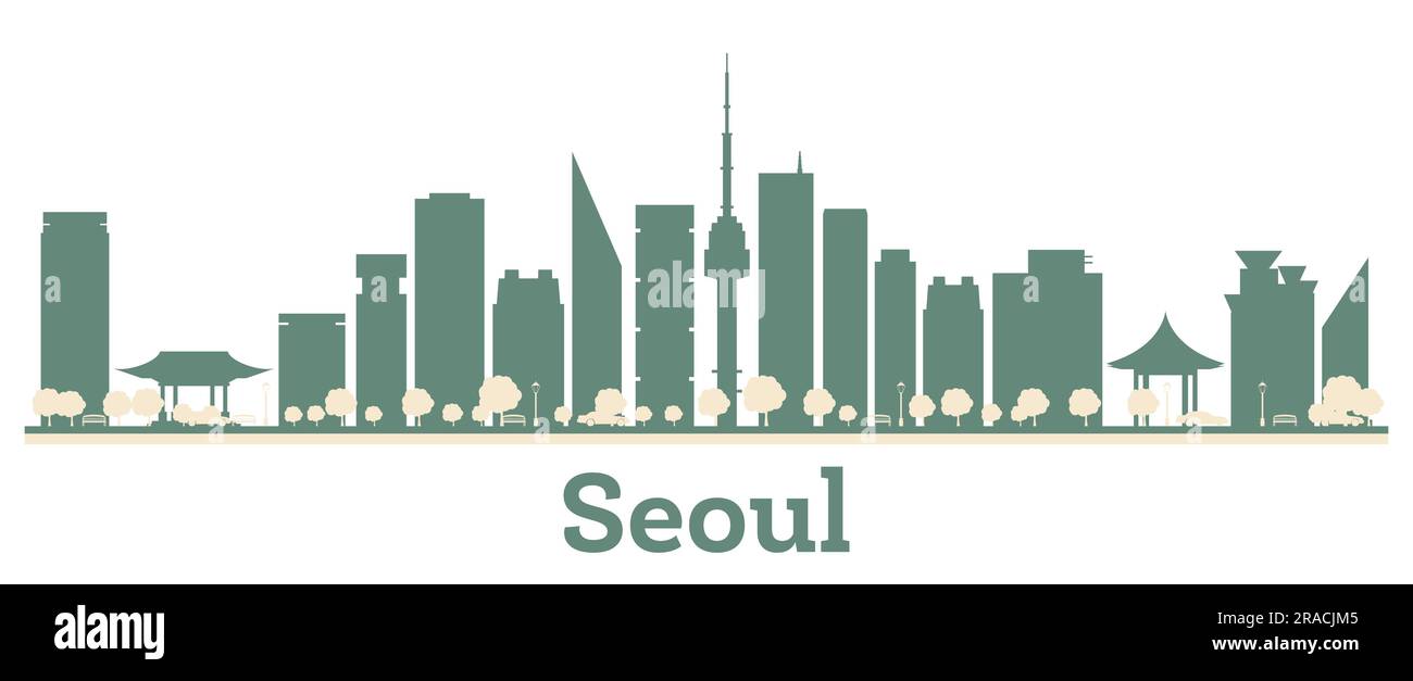 Abstract Seoul South Korea City Skyline with Color Buildings. Vector ...
