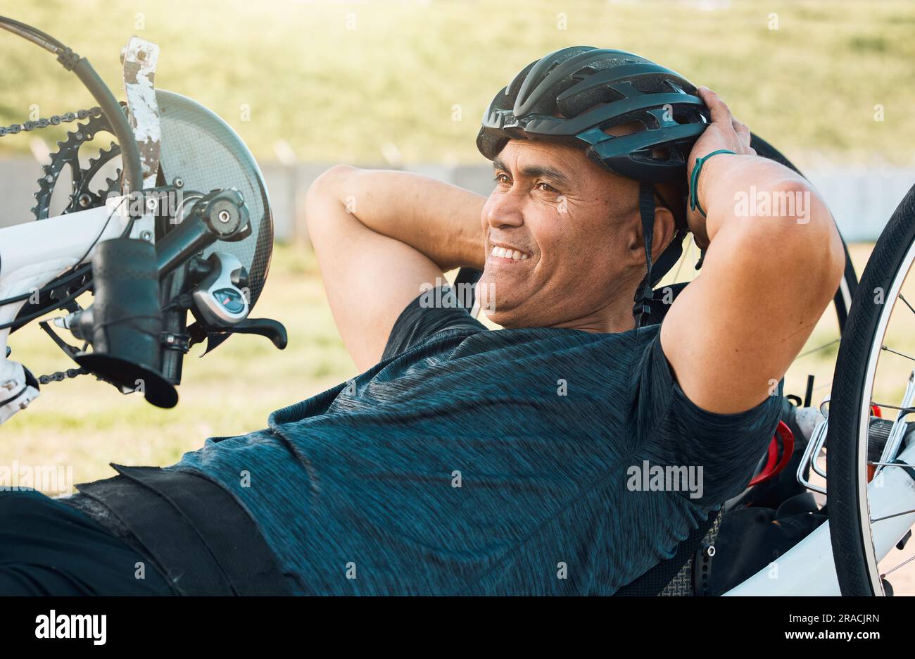 Man on recumbent bike hi-res stock photography and images - Alamy