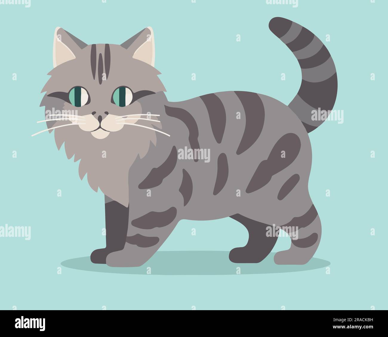 Flat Cute Cat Vector Illustration Stock Vector Image And Art Alamy