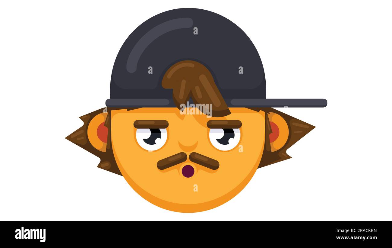 Surprised man face with cap. stylish man, flat style vector ...
