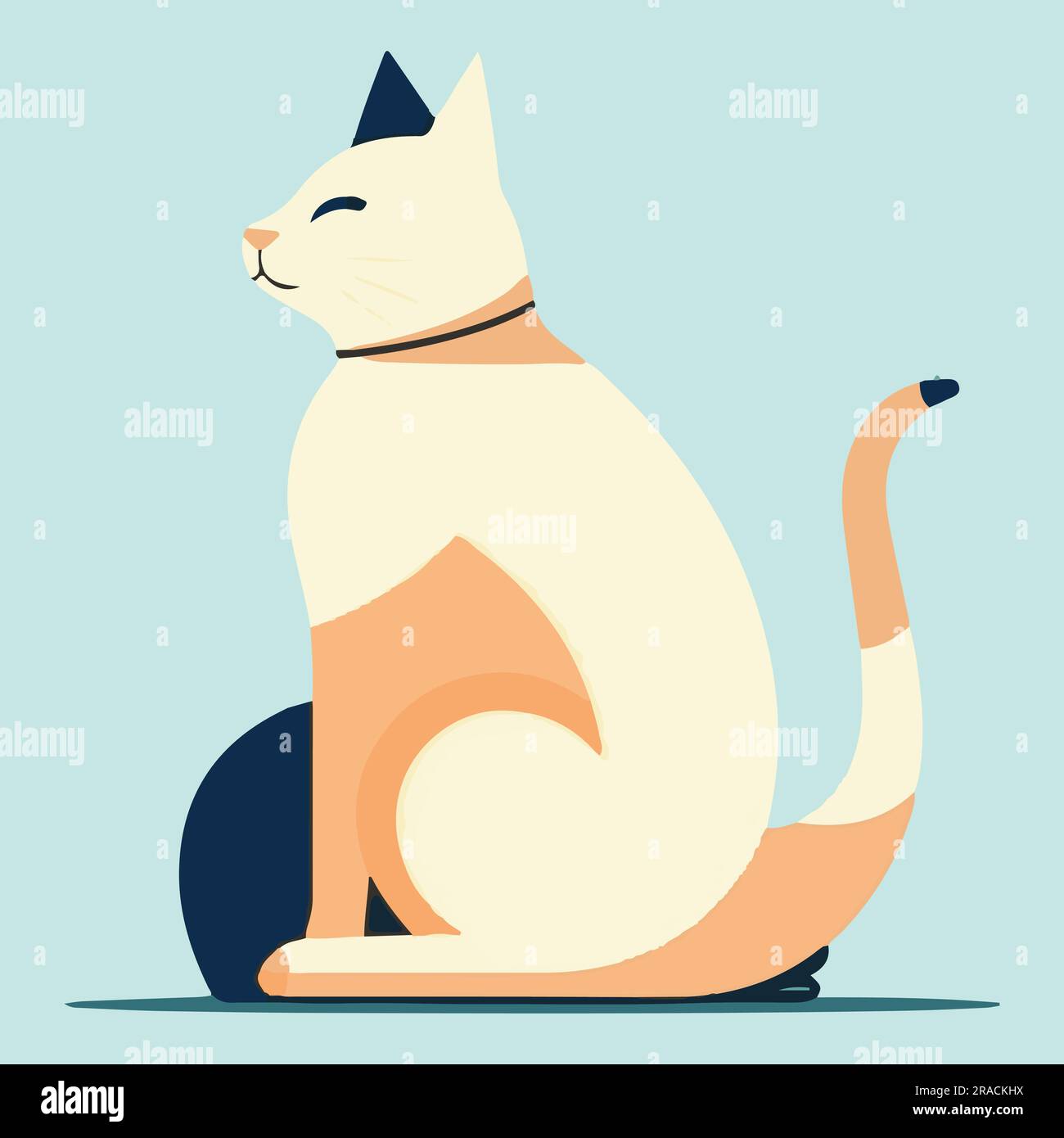 Cute cat sit on the ground vector illustration Stock Vector Image & Art ...