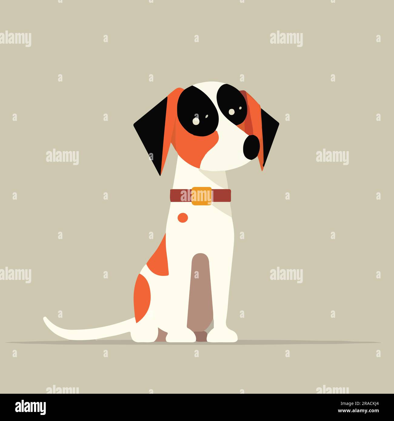 Cute Dog Sitting on the ground flat vector illustration Stock Vector ...