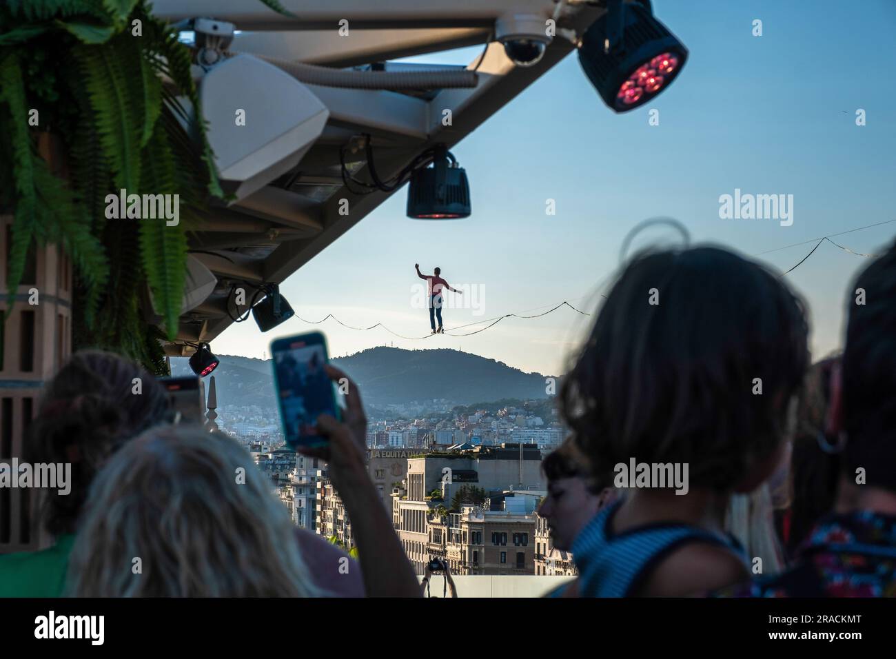 Barcelona, Spain. 02nd July, 2023. The tightrope walker Nathan Paulin ...
