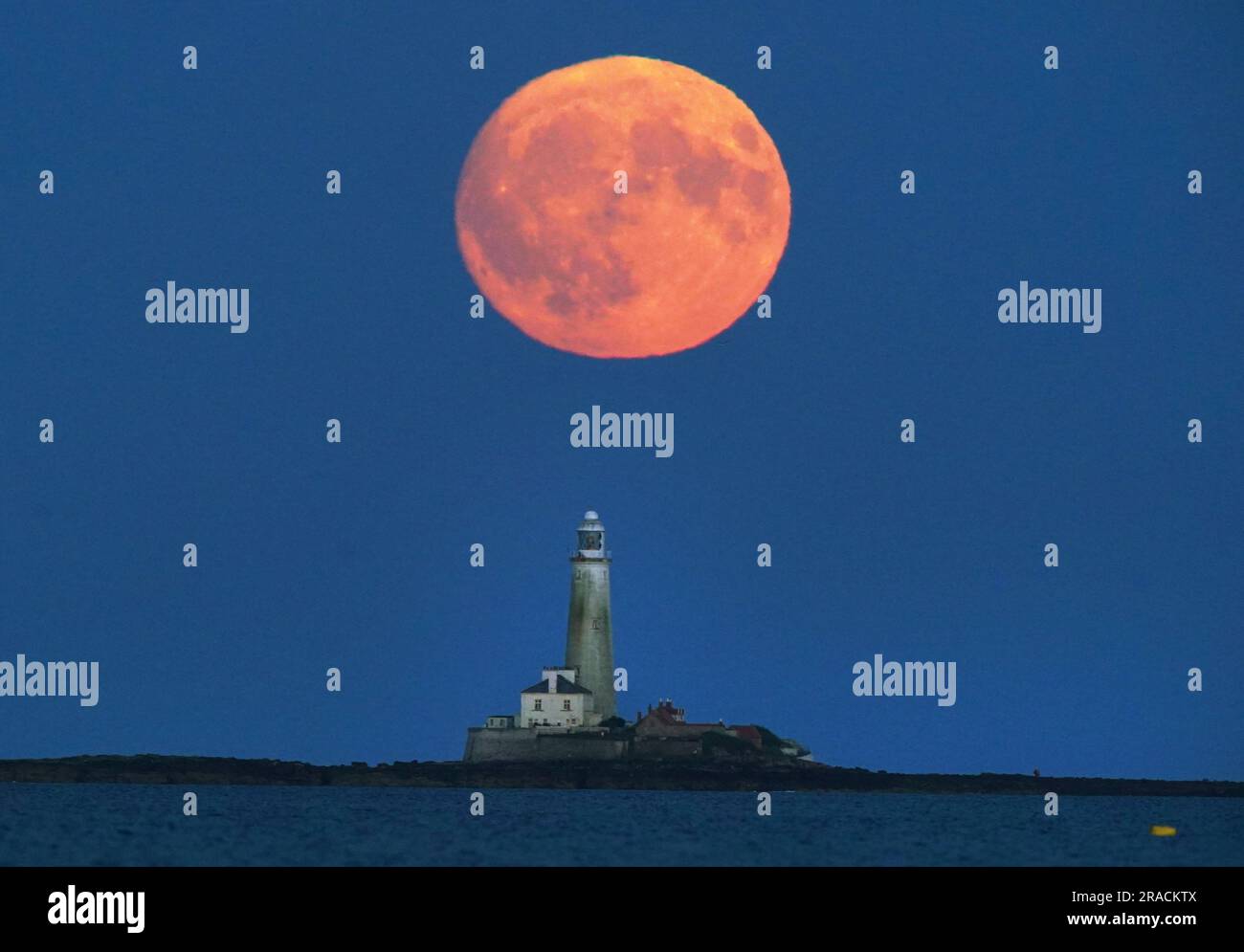 The Full Buck supermoon rises over St Mary's Lighthouse in Whitley Bay ...