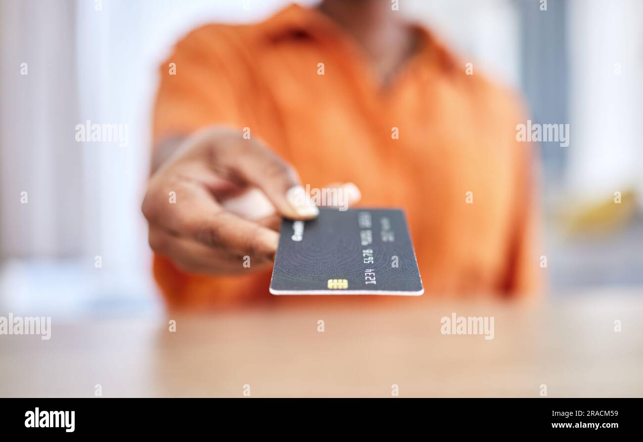 Woman, hands and credit card for payment, banking or transaction to buy ...