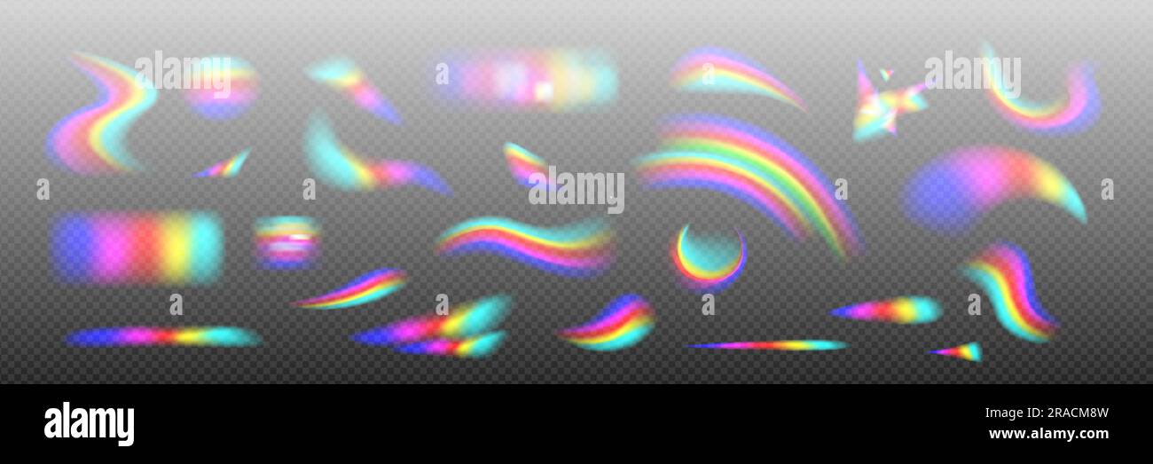 Realistic set of light refraction effects isolated on transparent ...