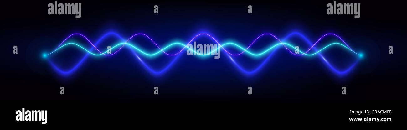 Blue neon audio sound voice wave pulse light. Abstract radio electronic ... Blue neon audio sound voice wave pulse light. Abstract radio electronic ...