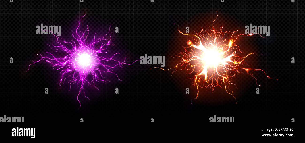 Realistic bolt circle with lightning explosion vector effect. Electric ...