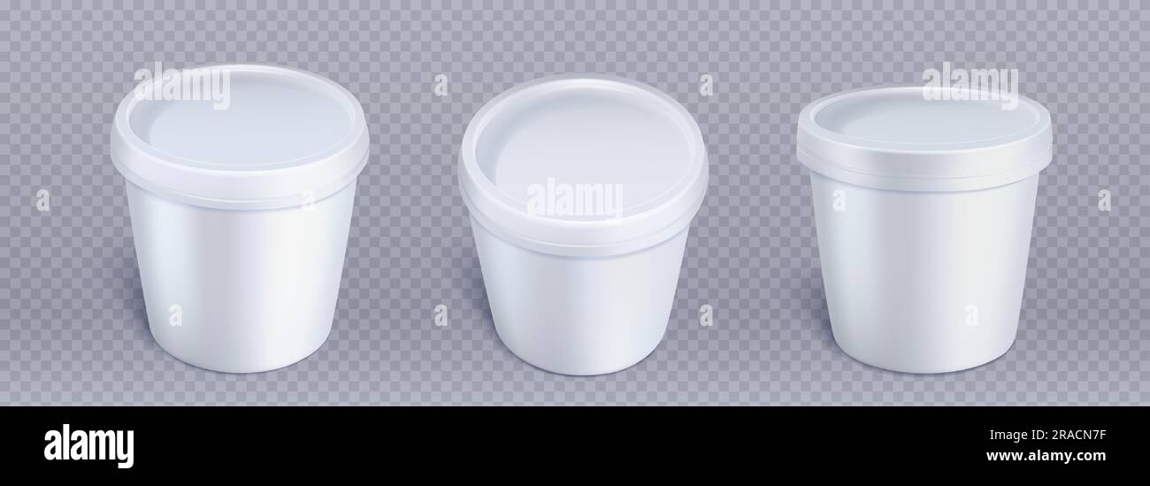 Realistic set of white food containers isolated on transparent ...