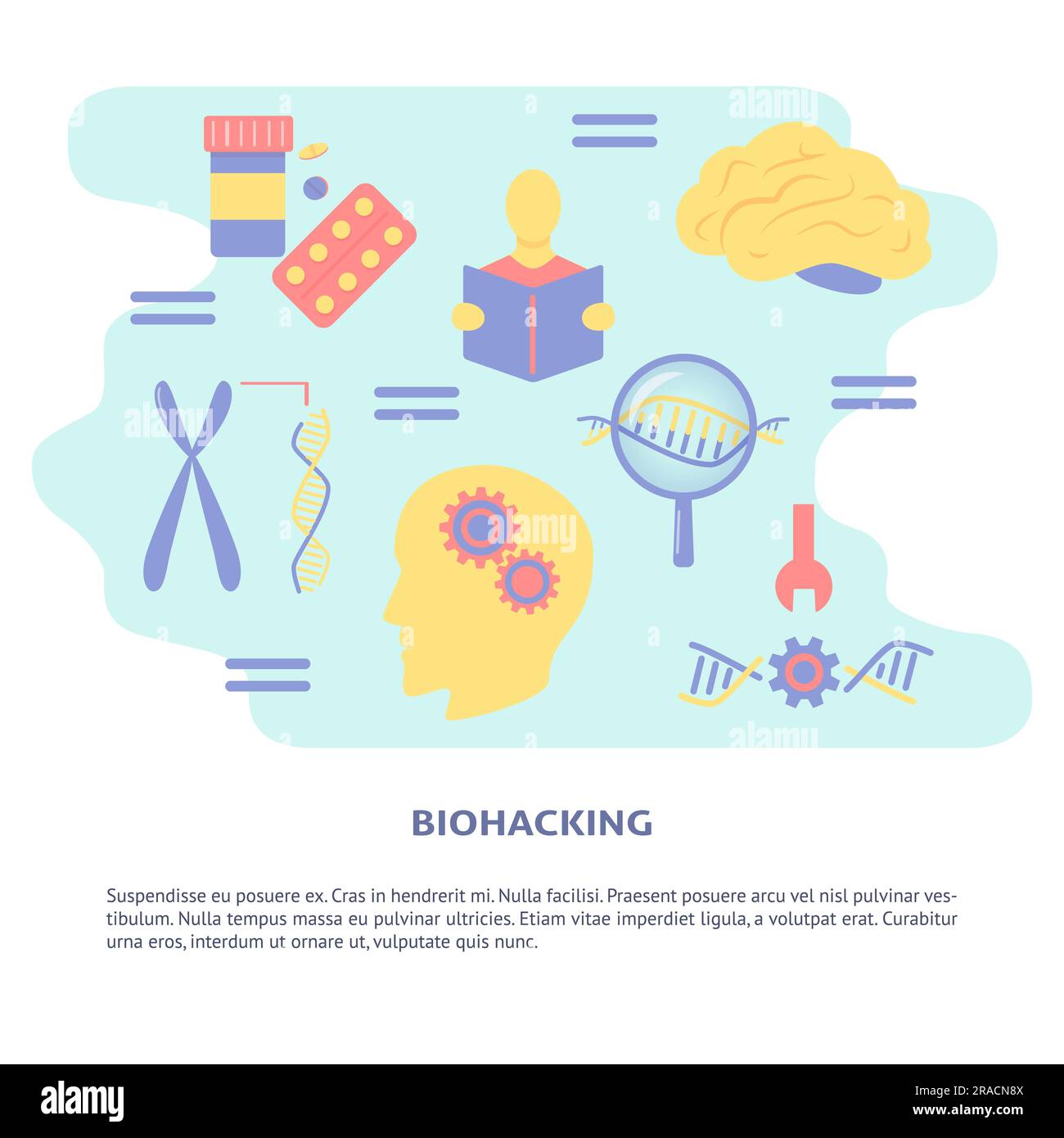 Biohacking concept banner in flat style with place for text. DIY ...