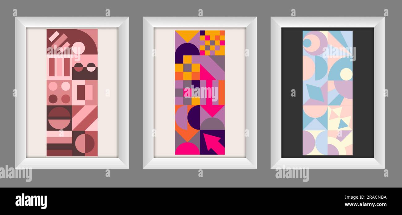 Geometric forms of abstract art of wall design. A painting with a ...