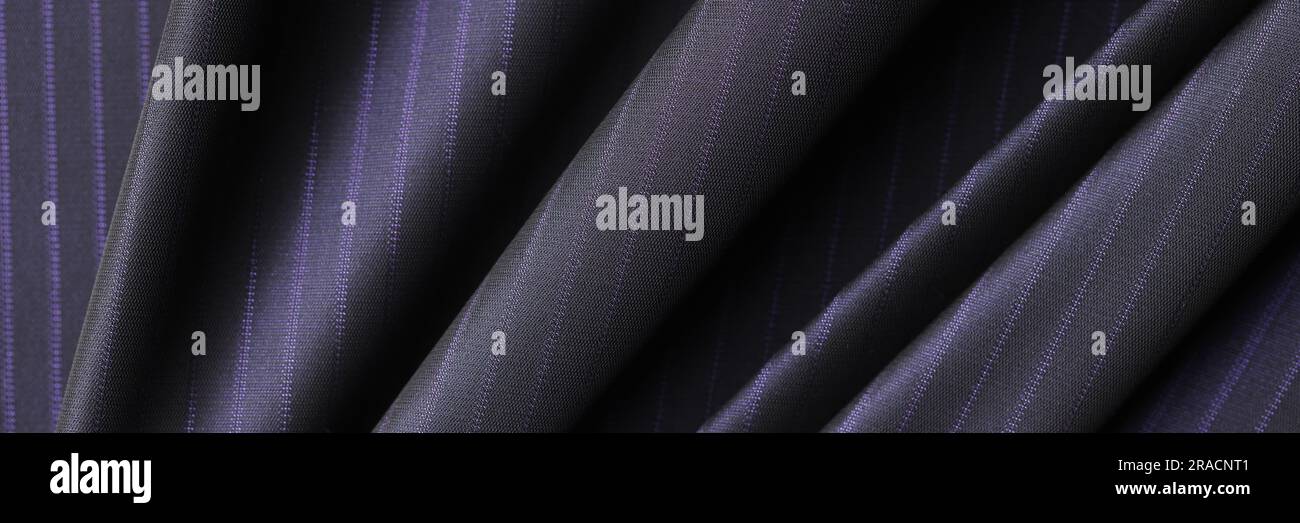 Black fabric with blue strips textured background for design art work ...
