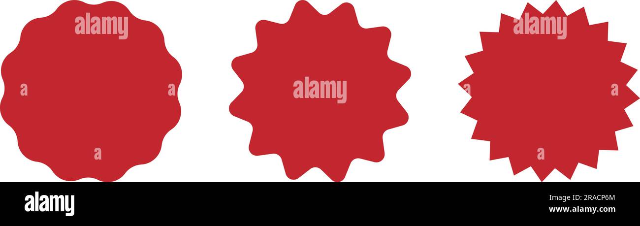 Wavy edge circle sticker. Star burst shape tags for price. Blank sale ...