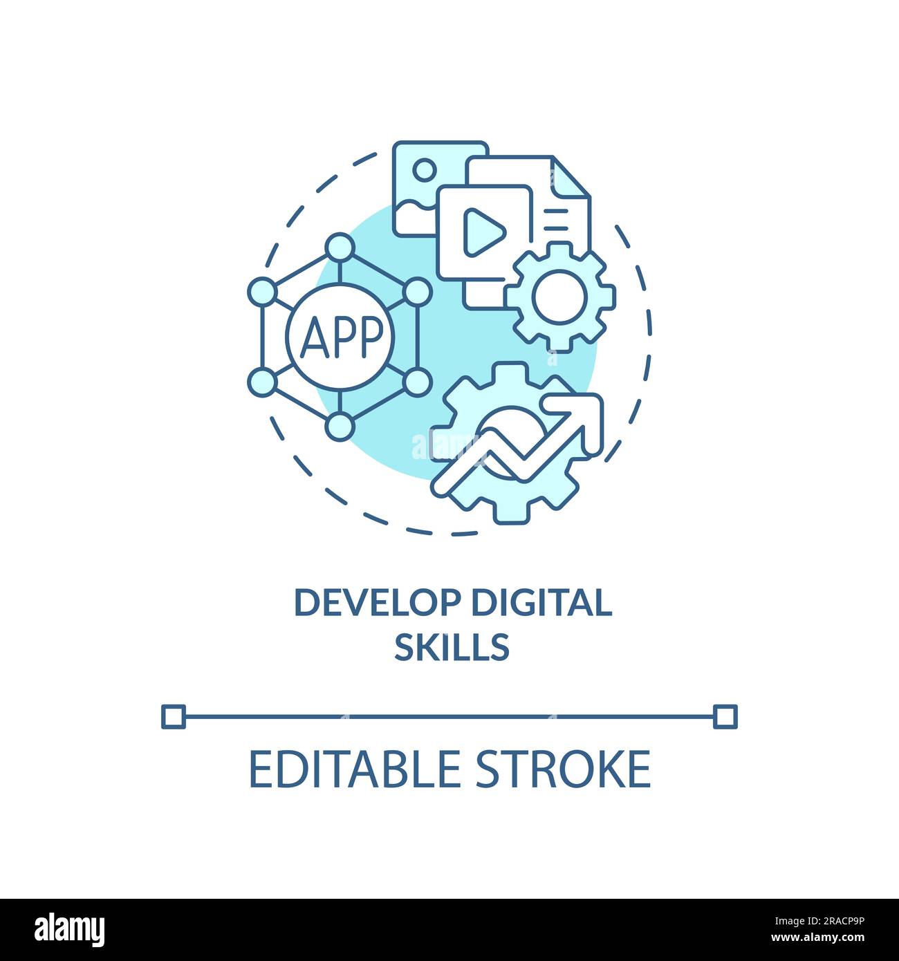 Develop Digital Skills Turquoise Concept Icon Stock Vector Image And Art Alamy