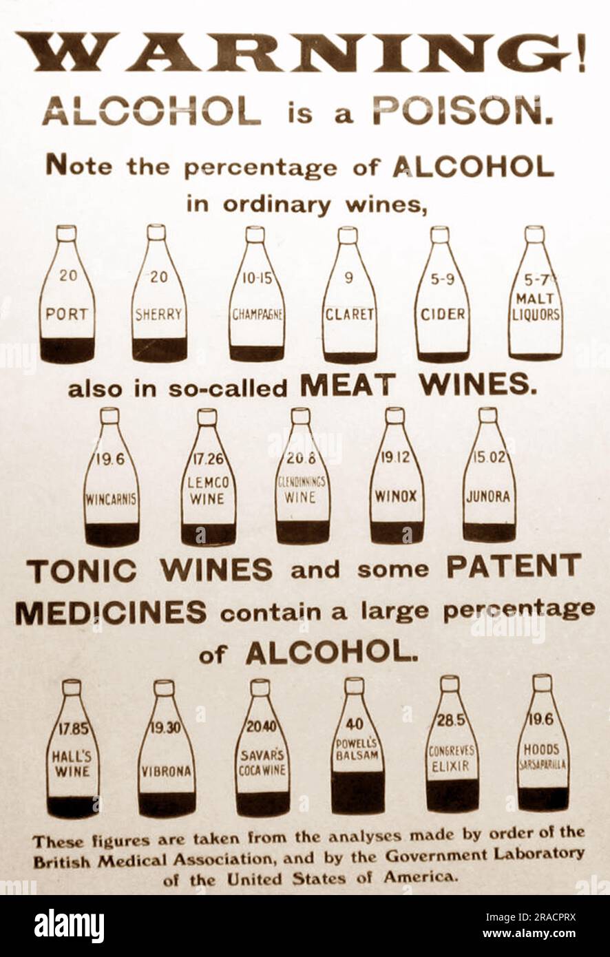Alcohol in Poison temperance message, early 1900s Stock Photo - Alamy