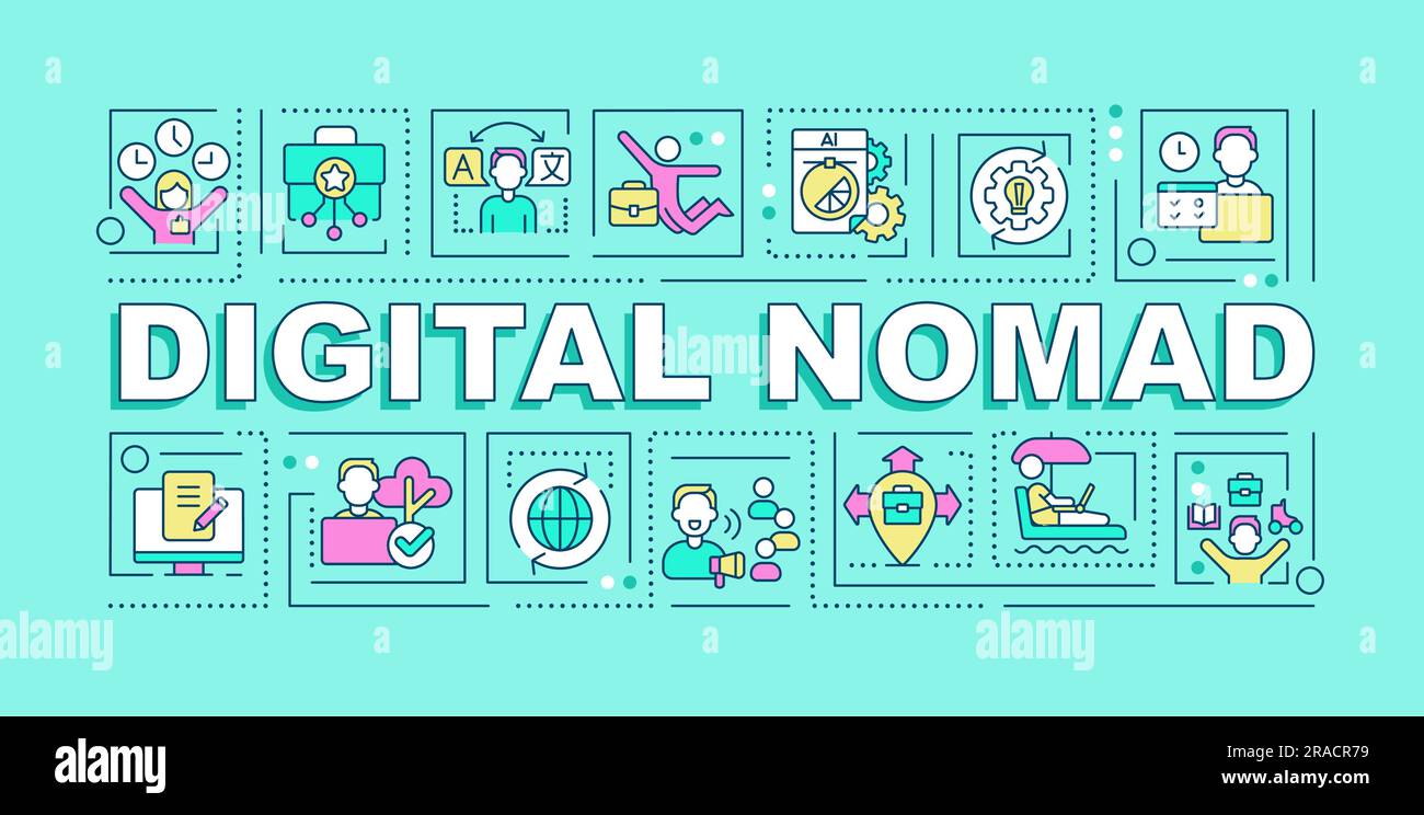 Digital nomad word concepts light blue banner Stock Vector Image & Art ...