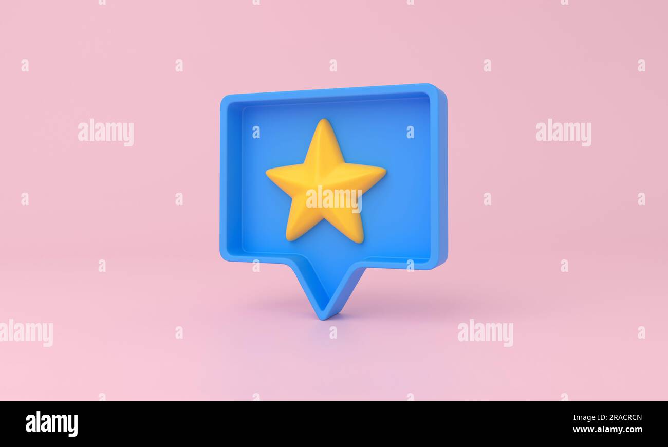 Star in speech bubble icon. favorite star rating with chat bubbles social media notification ...