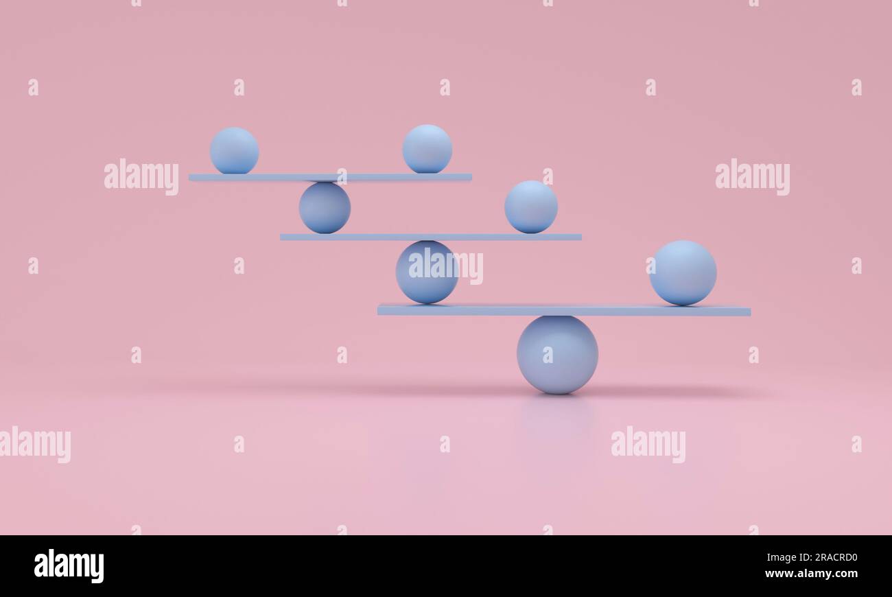 Abstract geometrical background, balls balance stack one on each other ...