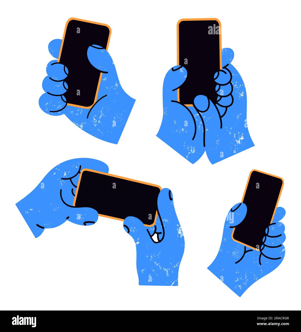 hands holding mobile phones with social media icons Stock Vector Image ...