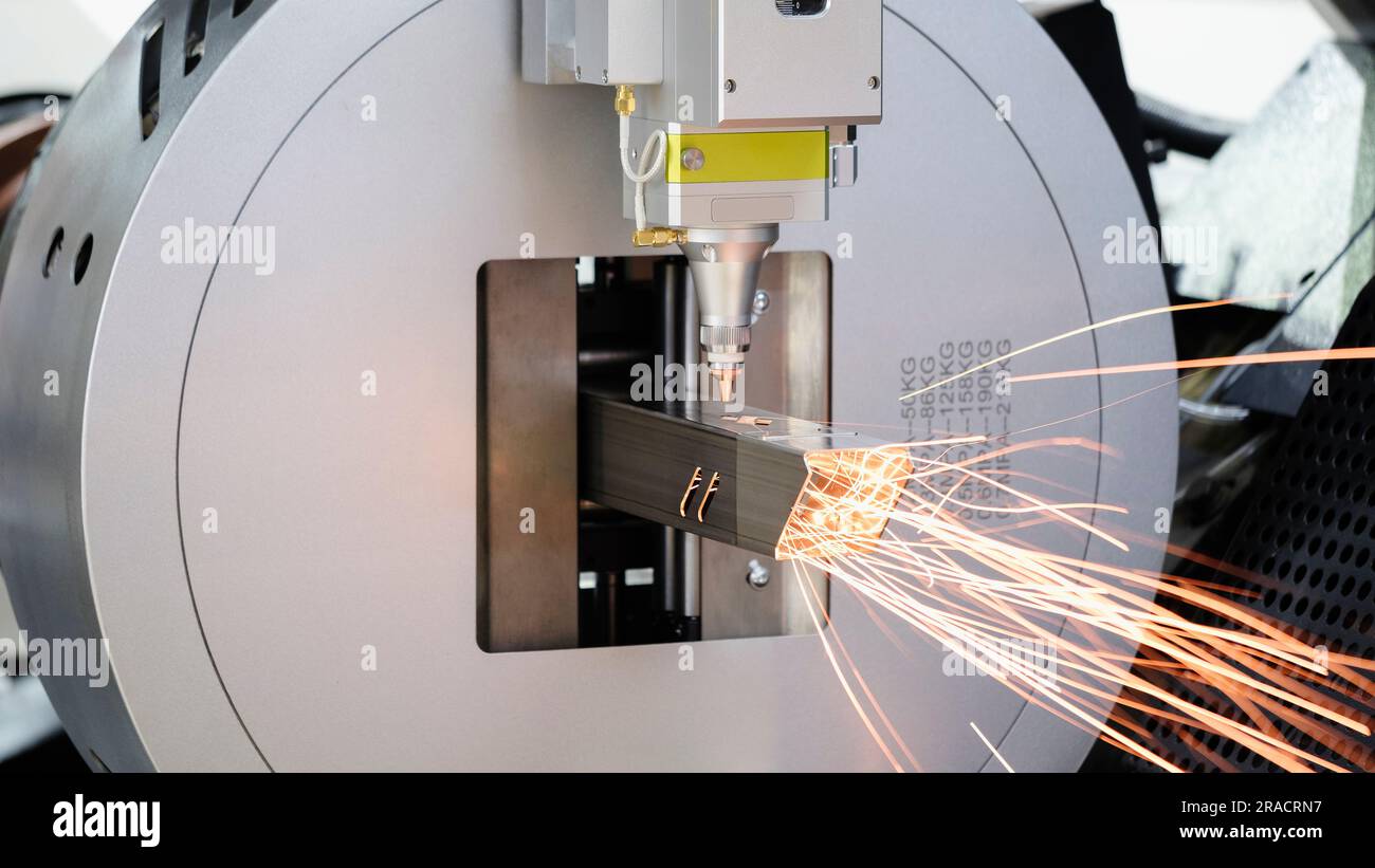 lose up scene the fiber laser cutting machine cutting machine cut the ...