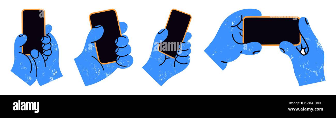 hands holding mobile phones with social media icons Stock Vector Image ...