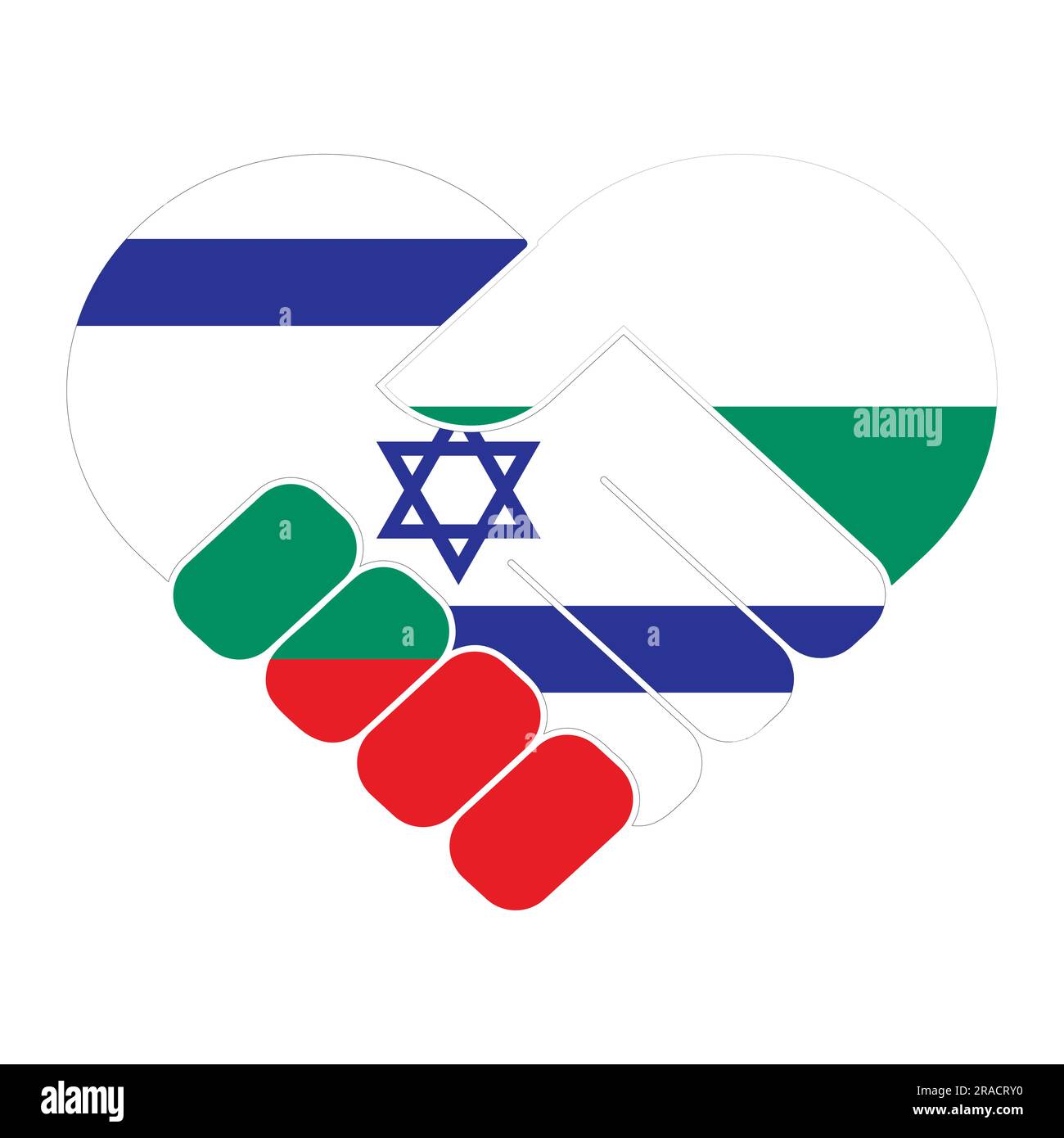 Handshake symbol in the colors of the national flags of Bulgaria and ...