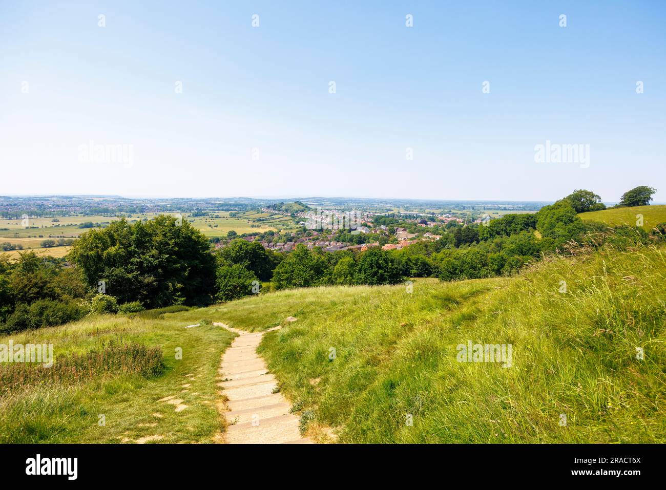 Panoramic view from Glastonbury Tor overlooking the Isle of Avalon in ...