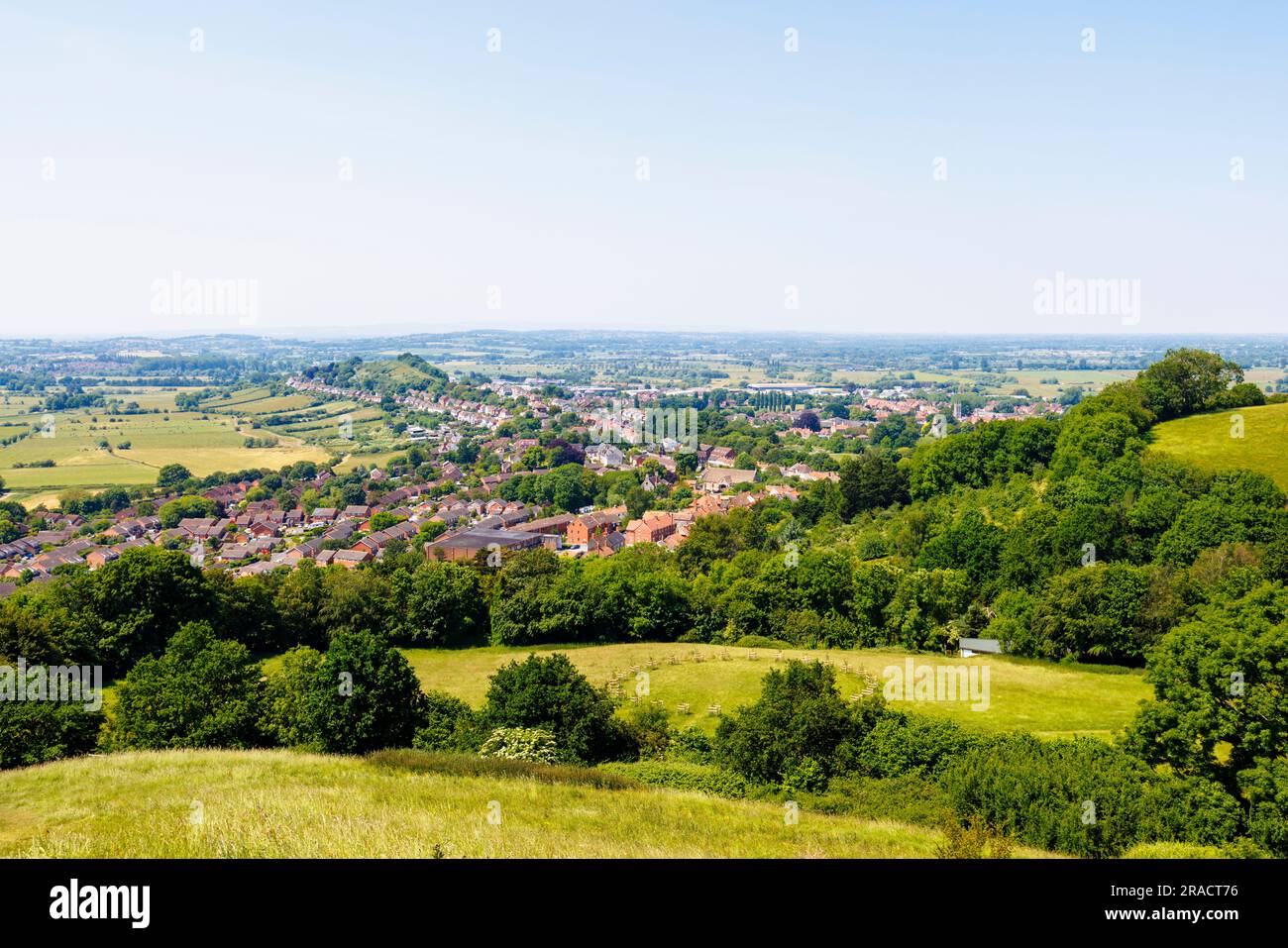 Panoramic view from Glastonbury Tor overlooking the Isle of Avalon in ...