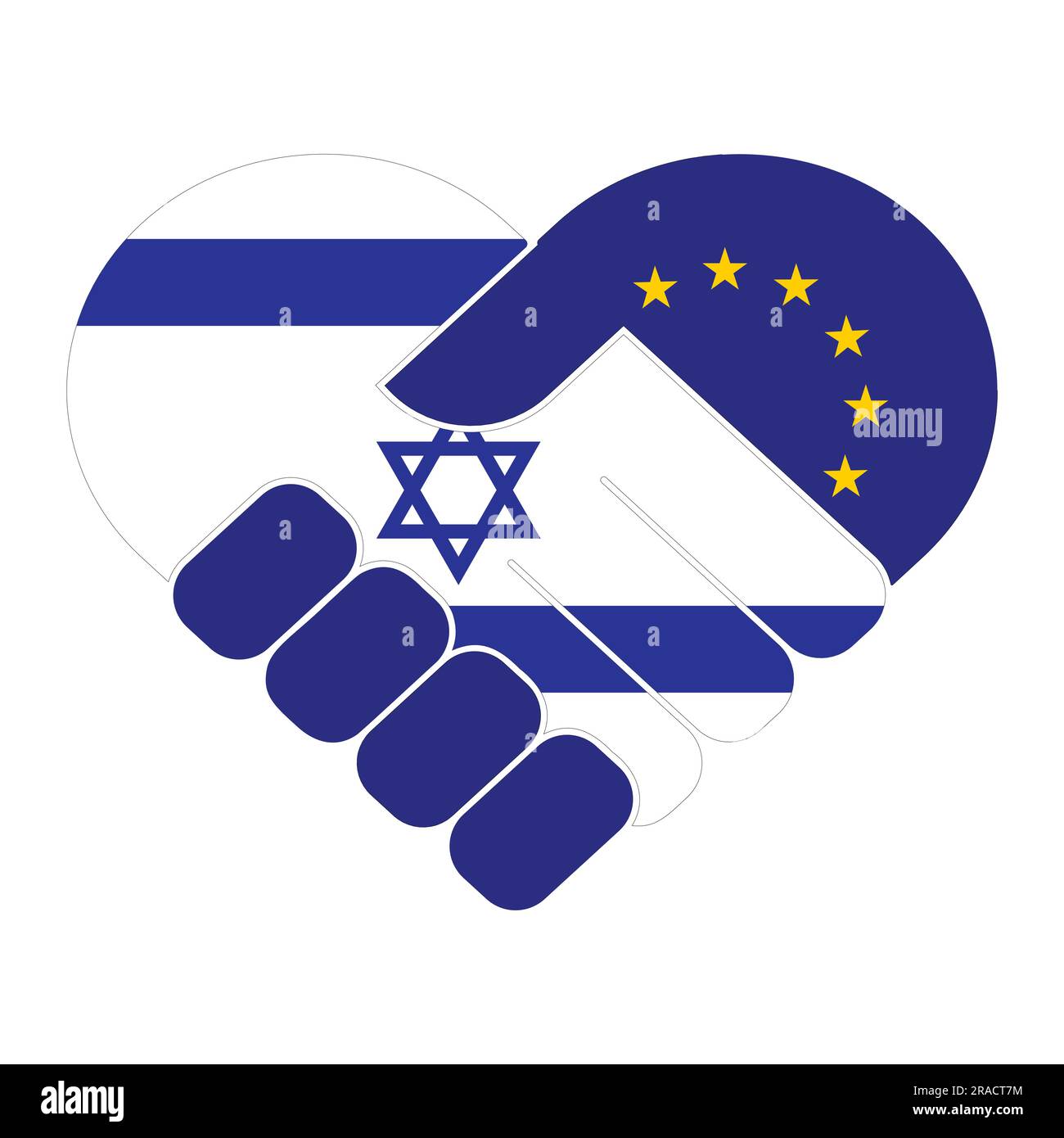 Handshake symbol in the colors of the national flags of EU and Israel ...