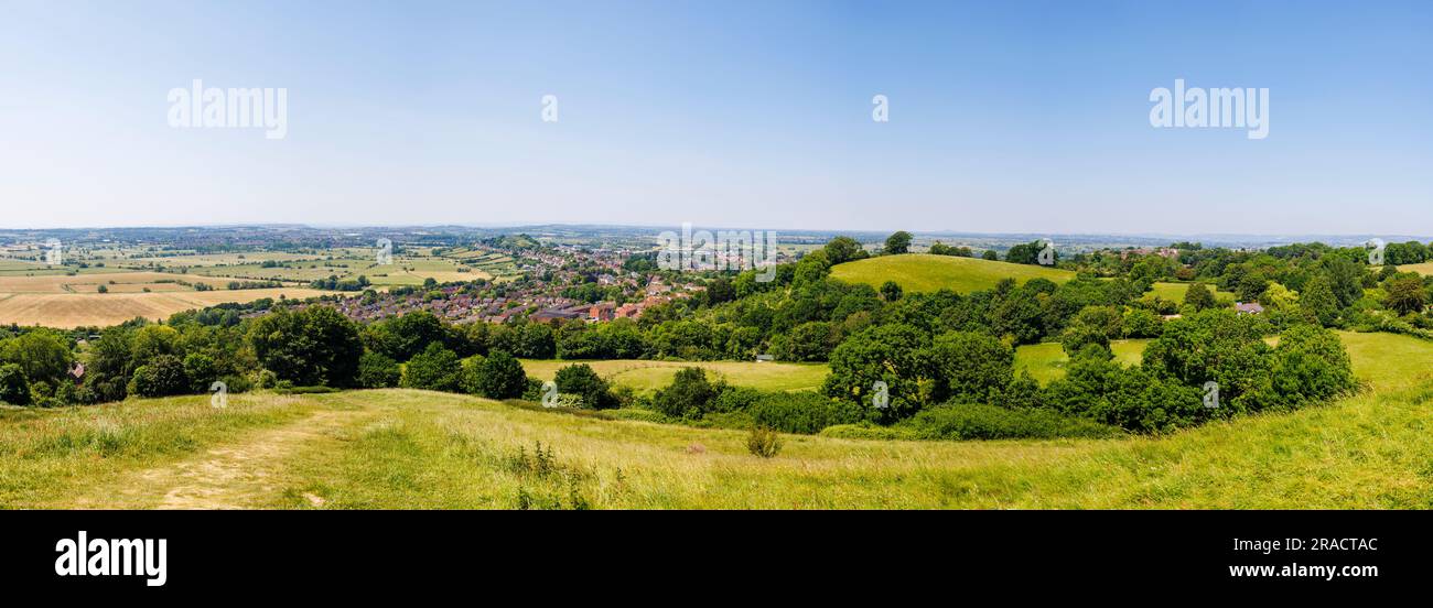 Panoramic view from Glastonbury Tor overlooking the Isle of Avalon in ...