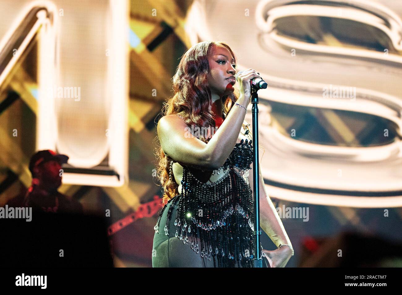 Tems performs at the Essence Festival on Sunday, July 2, 2023, at the ...