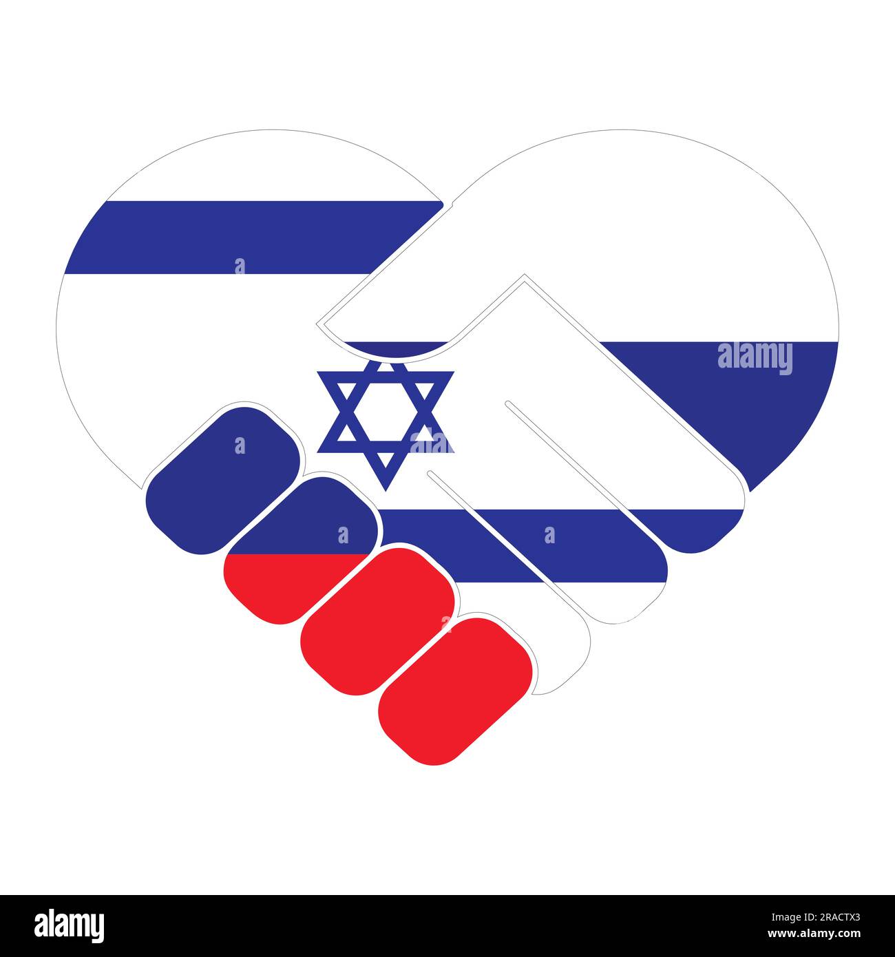 Handshake symbol in the colors of the national flags of Russia and ...