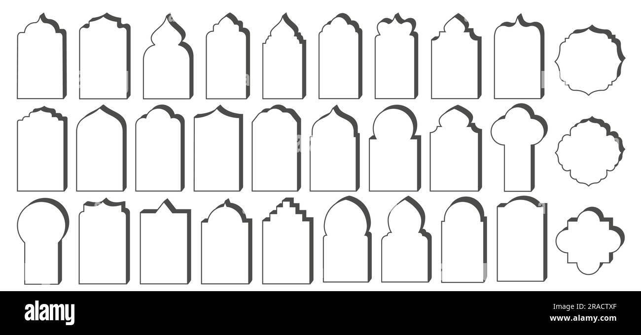 Ramadan minimal Y2K frame. Islamic boho arches set. Aesthetic modern ...