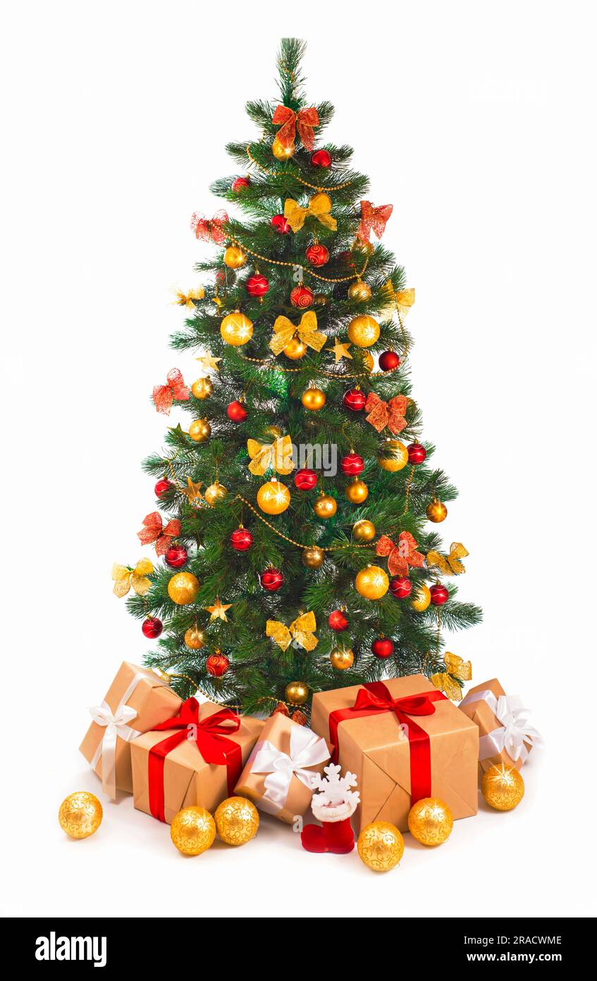 Christmas scene with tree gifts Stock Photo - Alamy