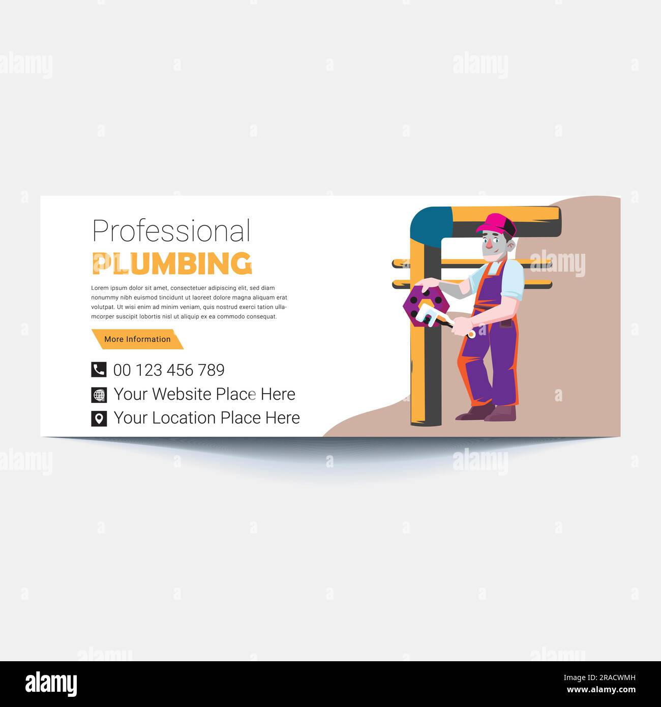 Plumbing service web banner template, Handyman service banner, cover ...