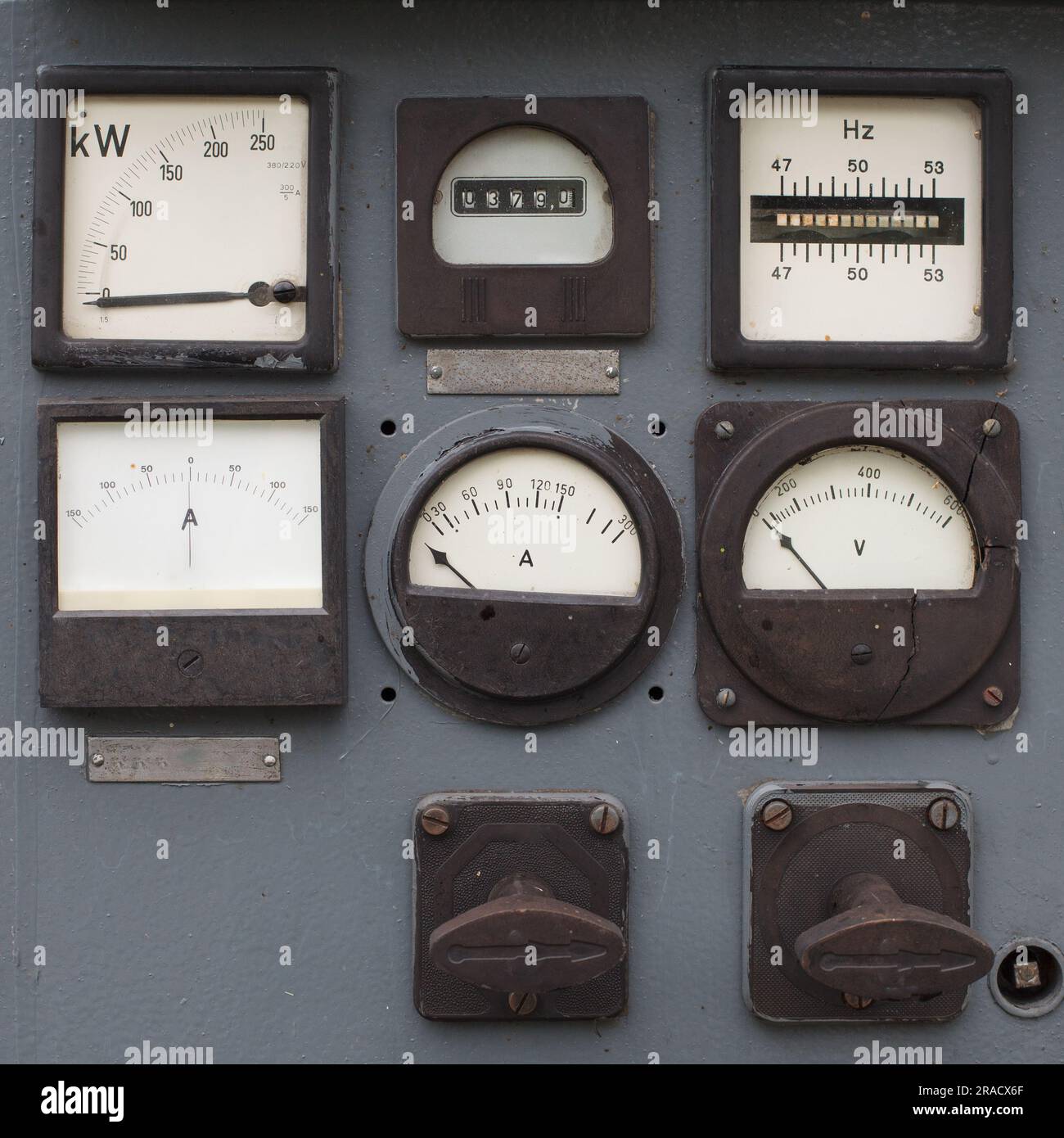 Close-up old control panel of factory machine. Retro Industrial ...