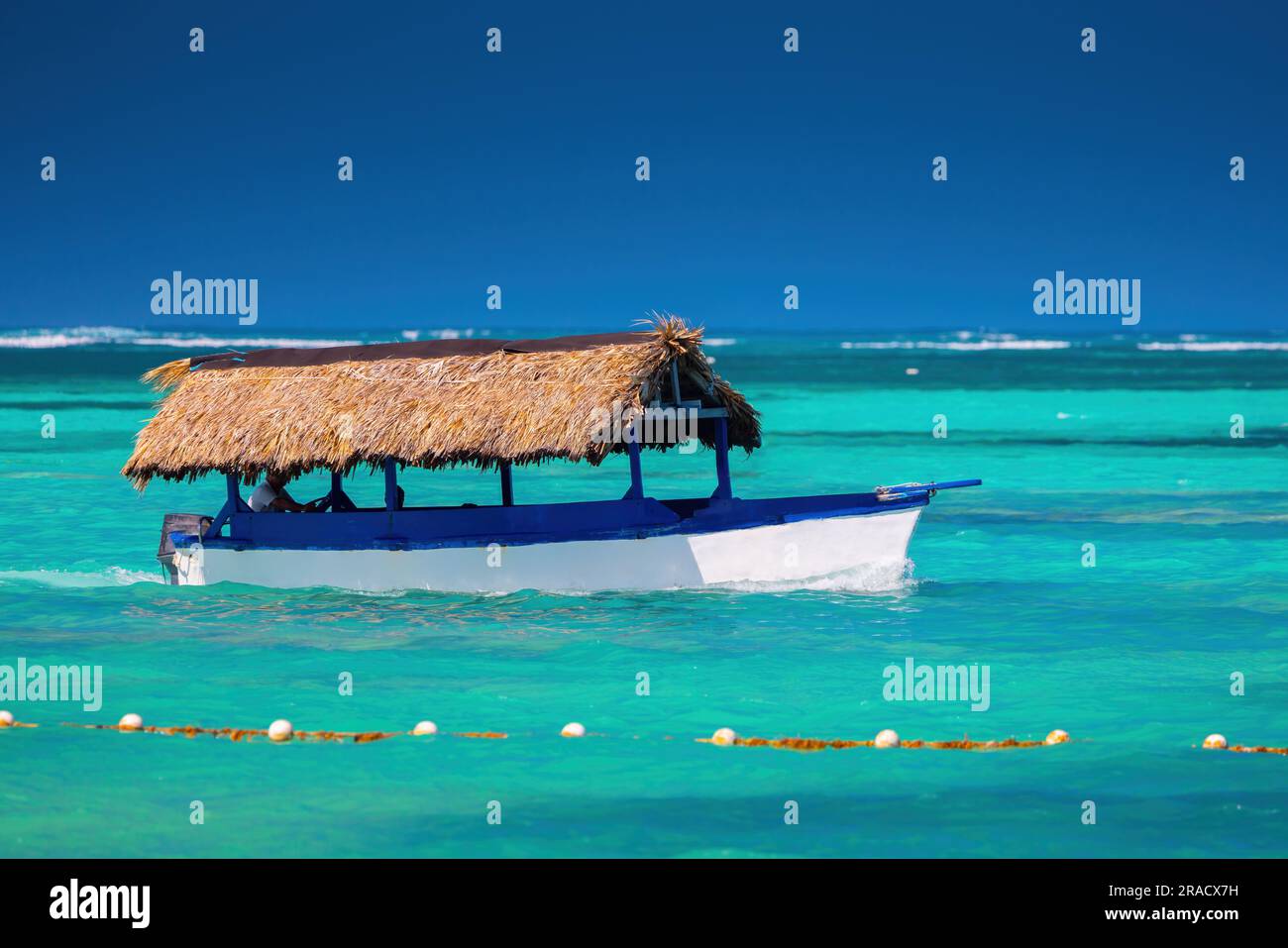 Caribbean sea and sailing boat on the water, hot summer day on the ...