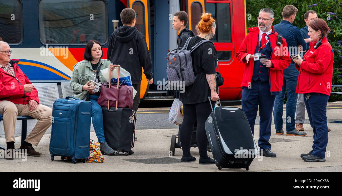 Grantham Train Station, Lincolnshire, UK – LNER Station staff stood on ...