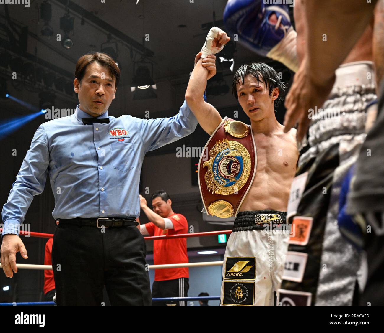Tokyo. 1st July, 2023. Kenta Nakagawa of Japan won the WBO Asia Pacific Super flyweight title ...