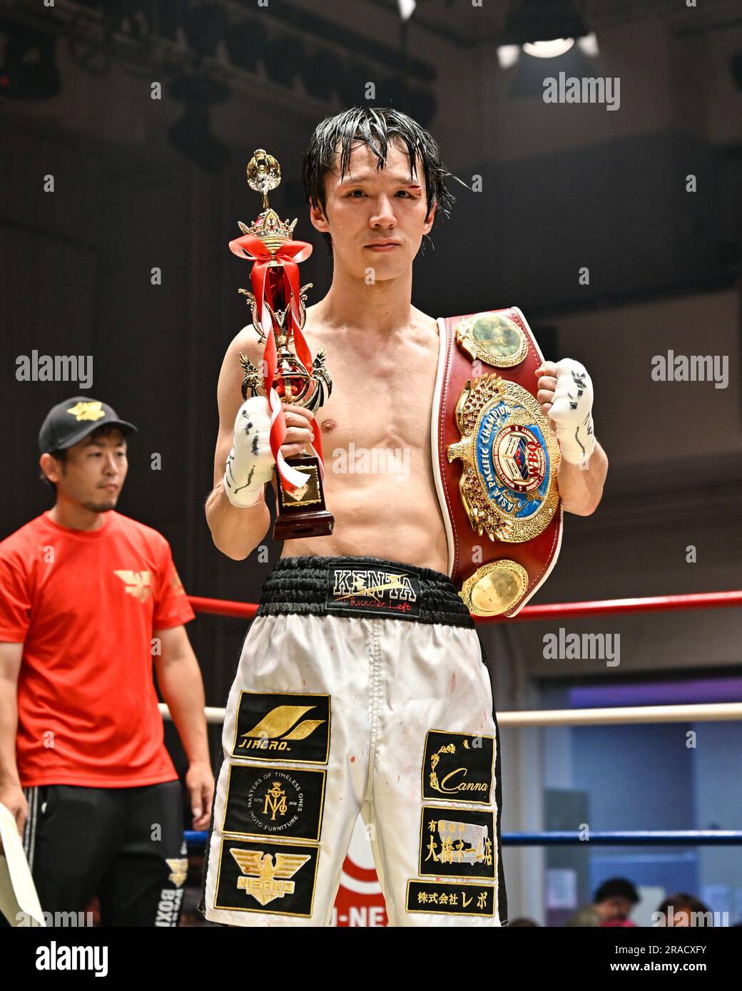 Tokyo. 1st July, 2023. Kenta Nakagawa of Japan won the WBO Asia Pacific Super flyweight title ...