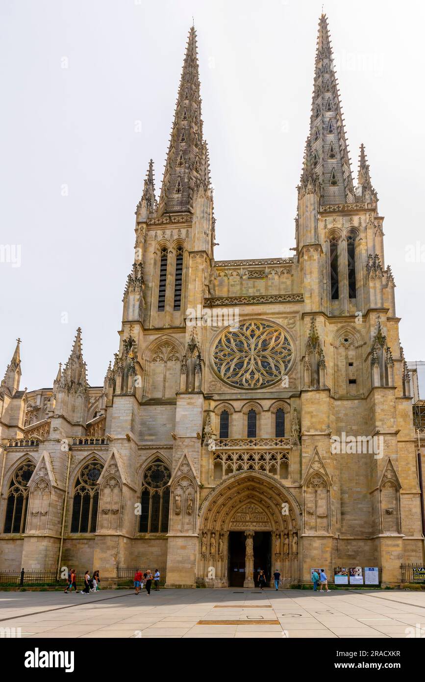 North side and the north portal of Bordeaux Cathedral. Cathedral is ...