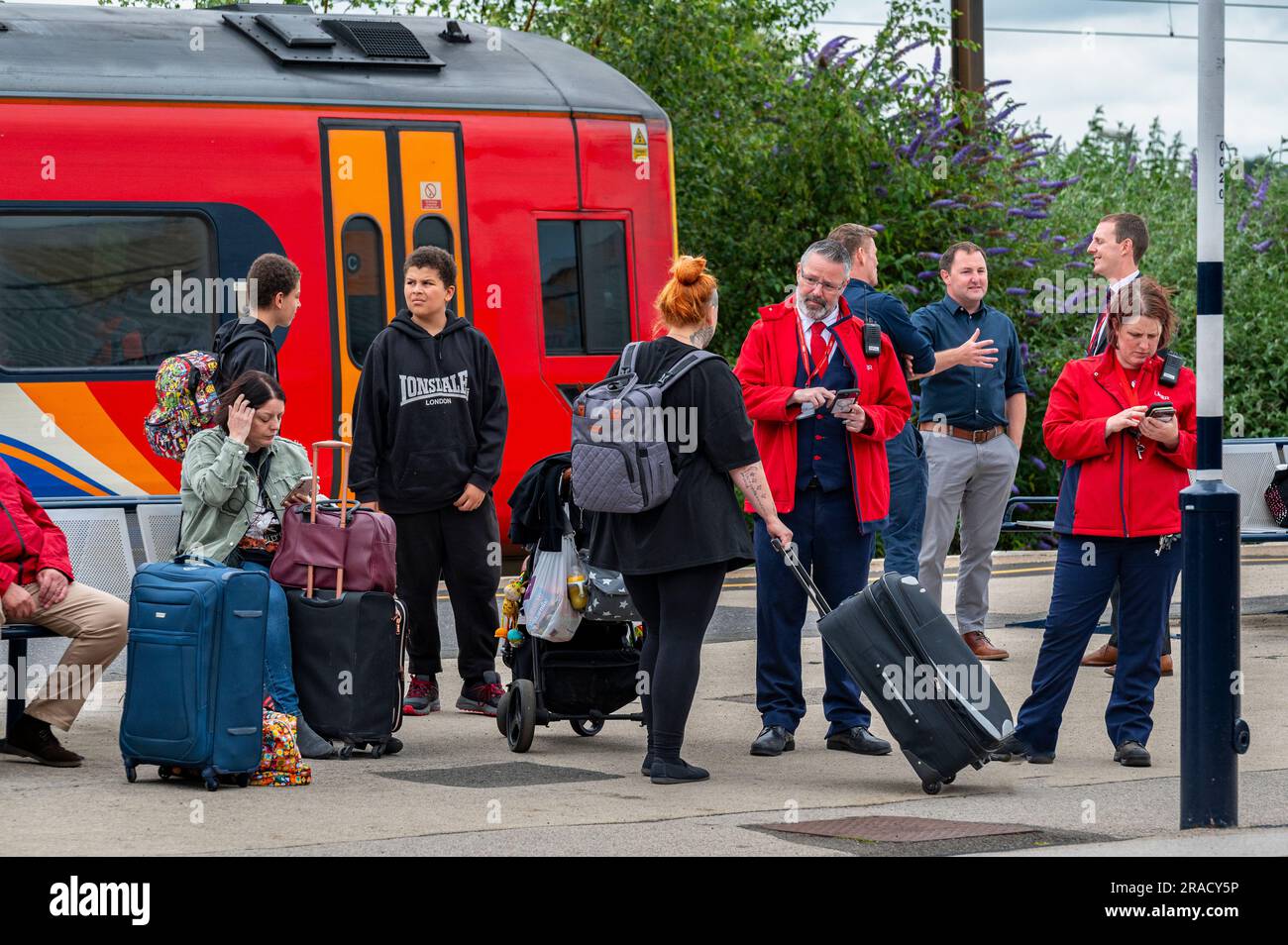 Grantham Train Station, Lincolnshire, UK – LNER Station staff stood on ...