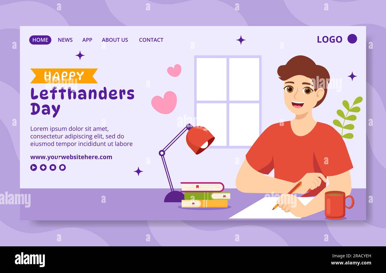 Happy Left Handers Day Social Media Landing Page Hand Drawn Templates ...