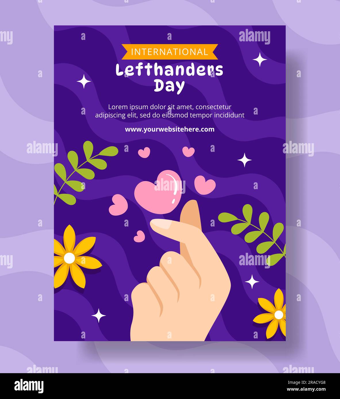 Happy Left Handers Day Vertical Poster Flat Cartoon Hand Drawn ...